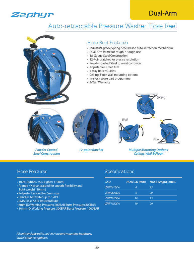 » Dual-Arm Auto-Retractable High Pressure Washer Hose Reel